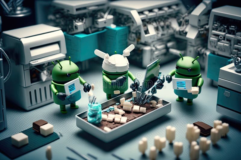 Androids Working in Hi-tech Factory, Assembling New Models with ...