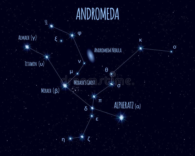 Andromeda Constellation. Starry Night Sky. Space Objects, Galaxy Stock ...