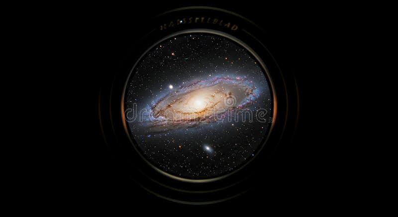 Andromeda Galaxy Visible through Camera Lens Surrounded by Dark Space ...