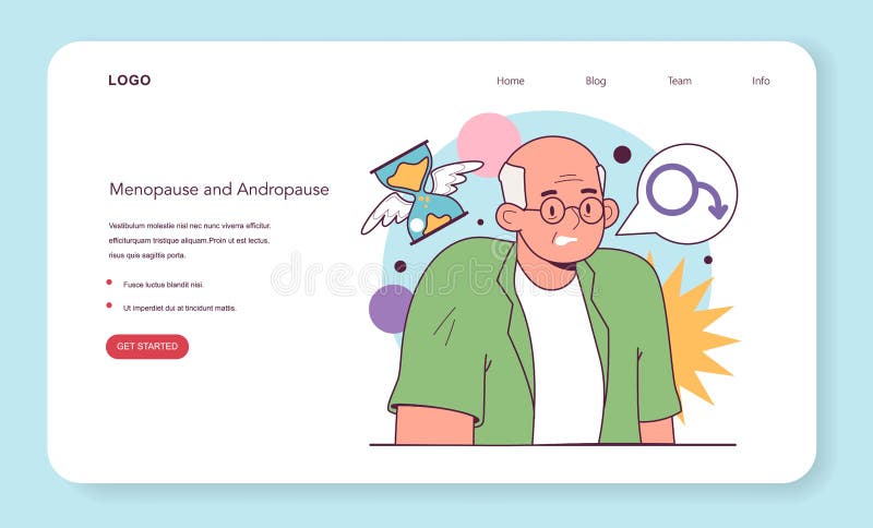 Andropause or Male Menopause Web Banner or Landing Page. Decrease Stock ...