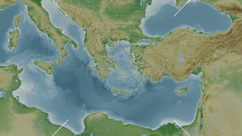 Andros Island in the Aegean Sea. Physical Map. Slide Stock Video ...