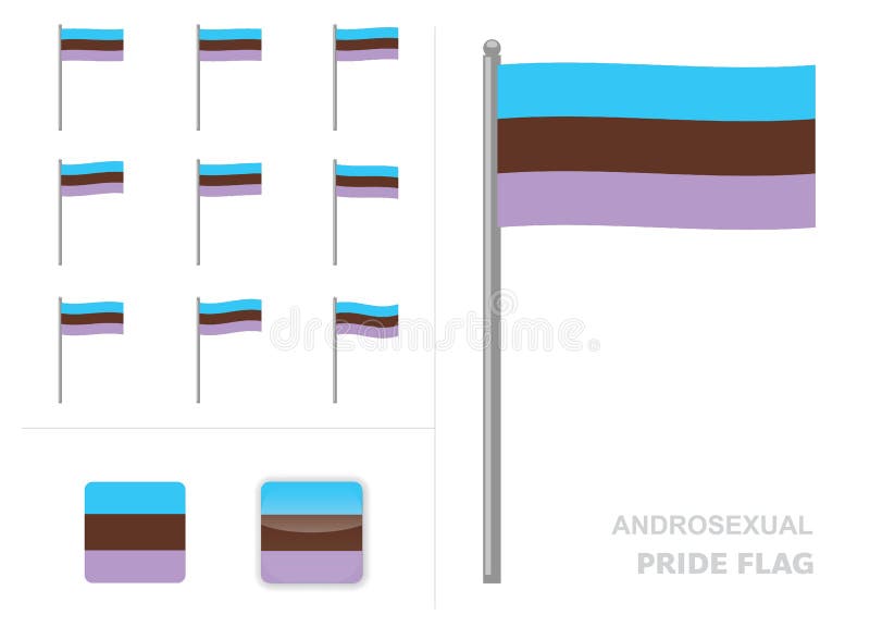 Androsexual Pride Flag Waving Animation App Icon Vector Stock Vector