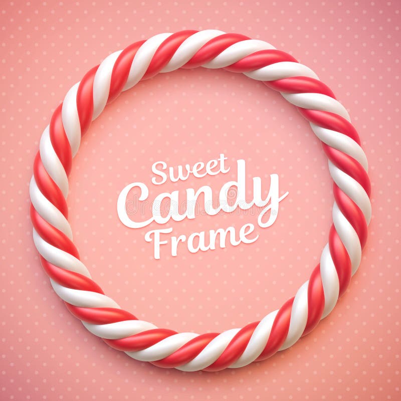 Round Swirl Candy Cane Polka Dot Background Hard Candy Frame Stock ...