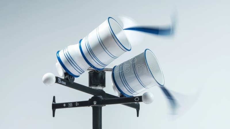 Anemometer Isolated on White Background, Measuring Wind Velocity and ...