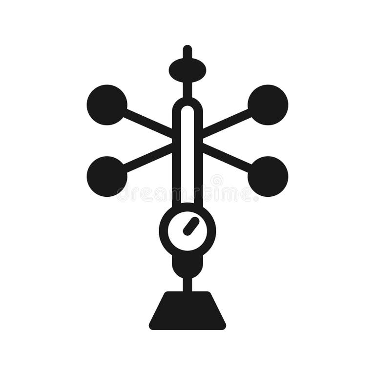 Anemometer Line Icon Isolated on White Background Stock Vector ...