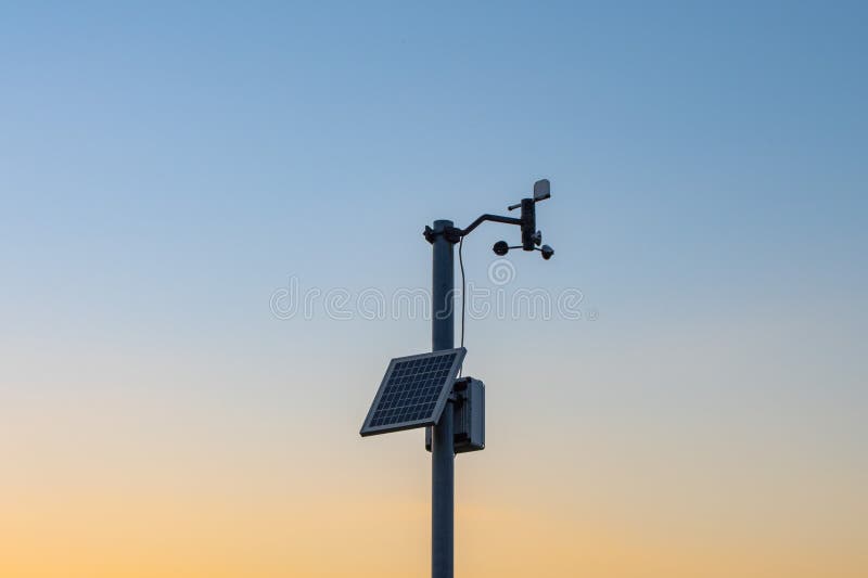 Anemometer with Solar Energy Panel Stock Photo - Image of speed ...