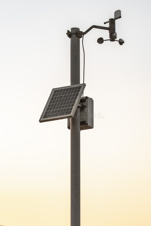 Anemometer with Solar Energy Panel Stock Photo - Image of monitoring ...