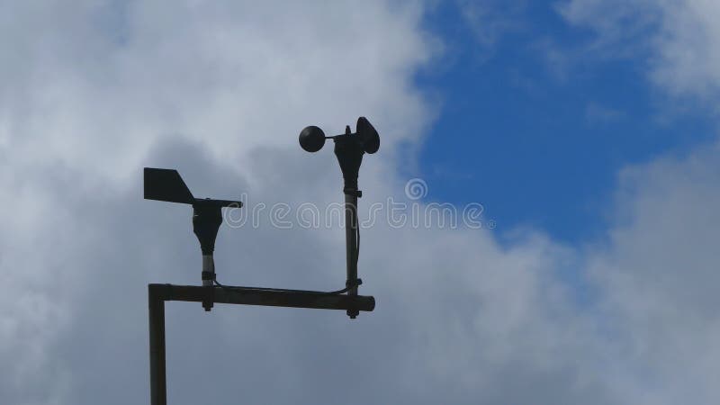 Anemometer or Wind Gauge on Blue Sky Background Stock Footage - Video ...