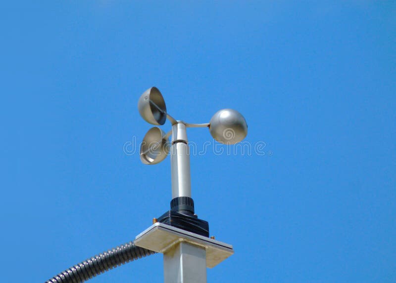 Anemometer or Wind Speed Meter Silhouetted Against Blue Background ...