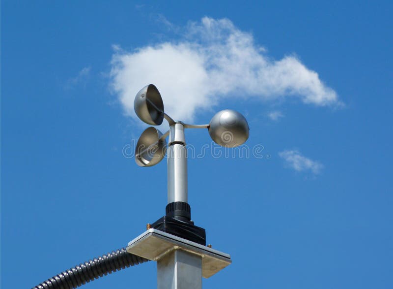 Anemometer Wind Speed Indicator Measuring Device Under Blue Sky and ...