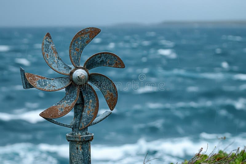 Anemometer Wind Speed Sensor Installed on a High Metal Pole Under a ...