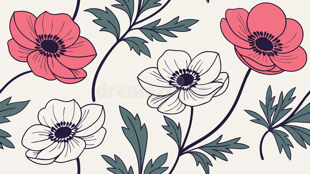 Anemone Flower Pattern, Floral Background, Spring Design, Textile Print ...