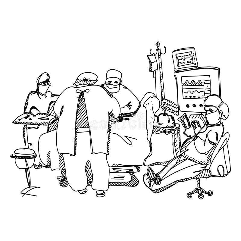 Anesthesiologist Que Descansa Durante La Operación Ilustración del ...