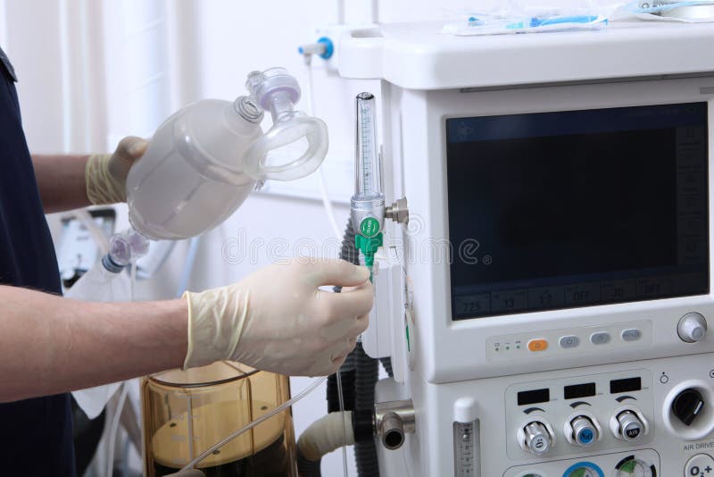 The Anesthesiologist Turns on the Machine for Artificial Ventilation of ...