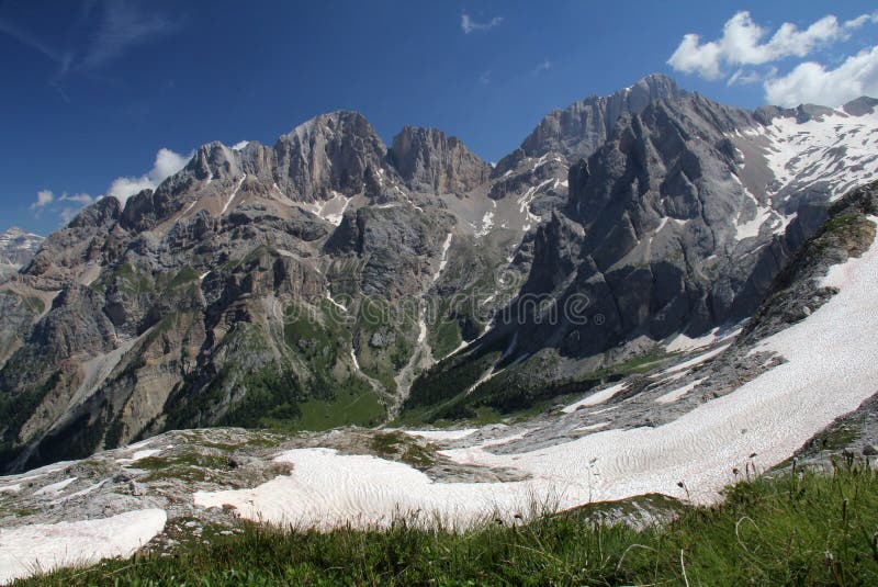 Gran Vernel Und Marmolada Von Contrin-Tal Stockfoto - Bild von sommer ...