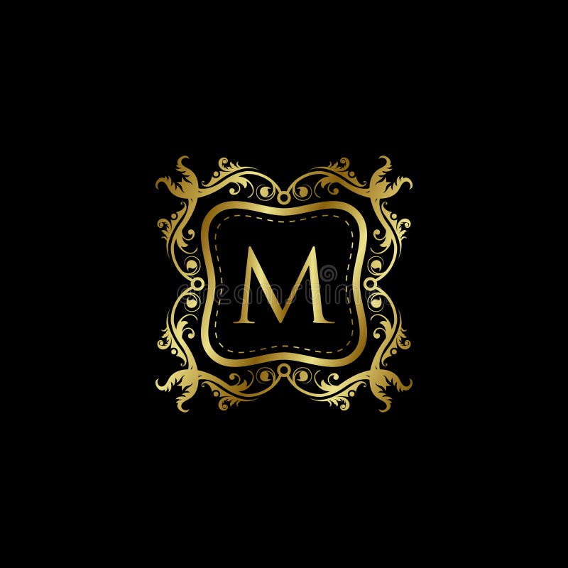 Anfangslogo M Luxury Butike Gold Stock Abbildung - Illustration von ...