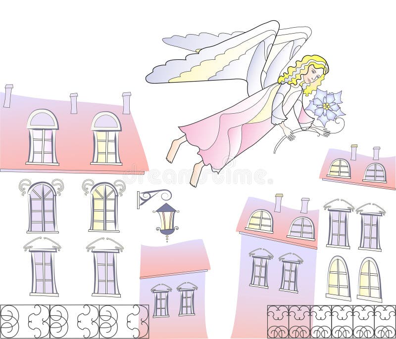 Ange at the City stock illustration. Illustration of poinsettia - 35862493