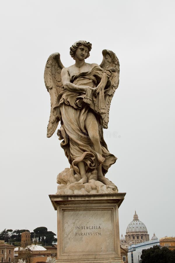 Angel Sculpture in Rome, Italy. Editorial Photo - Image of spear, wing ...