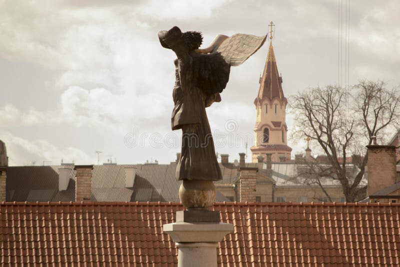 Angel stock image. Image of vilnius, roof, angel, city - 117708021