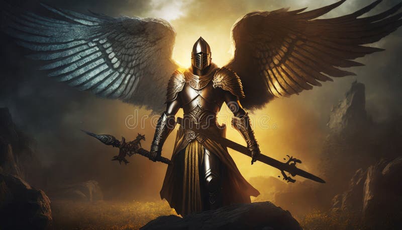 Angel in armor stock illustration. Illustration of armor - 308818125