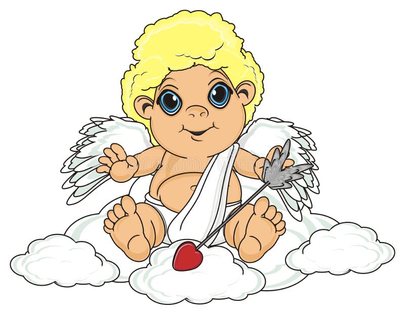 Angel with arrow stock illustration. Illustration of emotion - 89421125