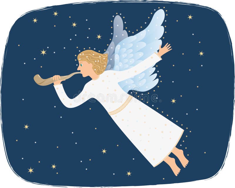 Angel blowing the shofar stock vector. Illustration of spirit - 17337920