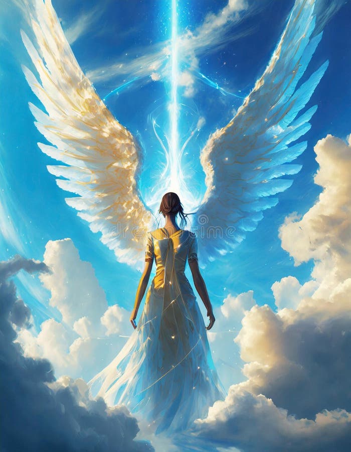 Angel and blue sky stock illustration. Illustration of blue - 325877478