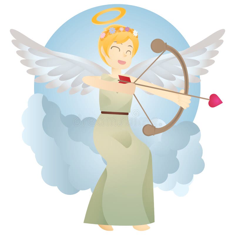 Angel with Bow and Arrow. Vector Illustration Decorative Design Stock ...