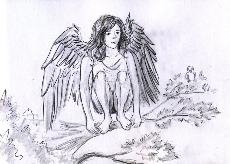 Pencil Drawing Angel Stock Illustrations – 754 Pencil Drawing Angel ...