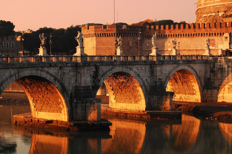 Angel Bridge Near Castel Sant Angelo Stock Photo - Image of angelo ...