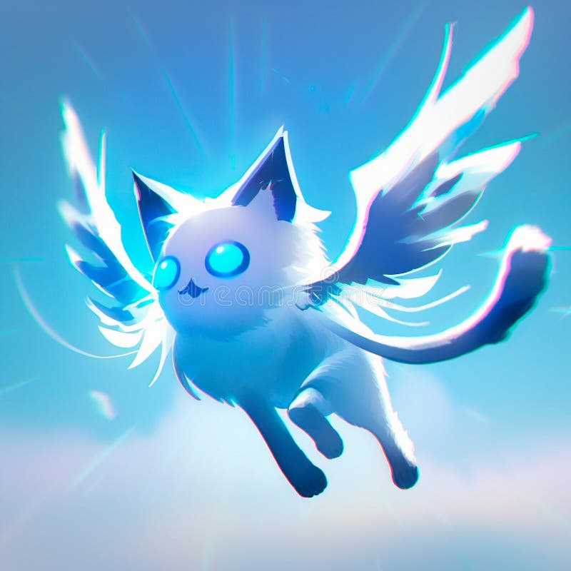 Angel cat with wings stock illustration. Illustration of graphic ...
