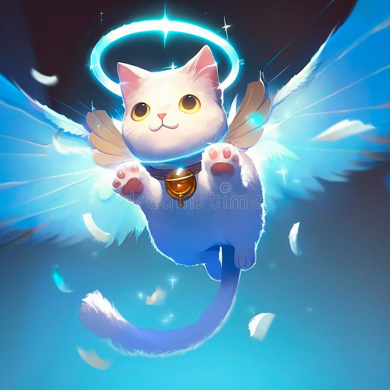 Angel cat with wings stock illustration. Illustration of baby - 267002219