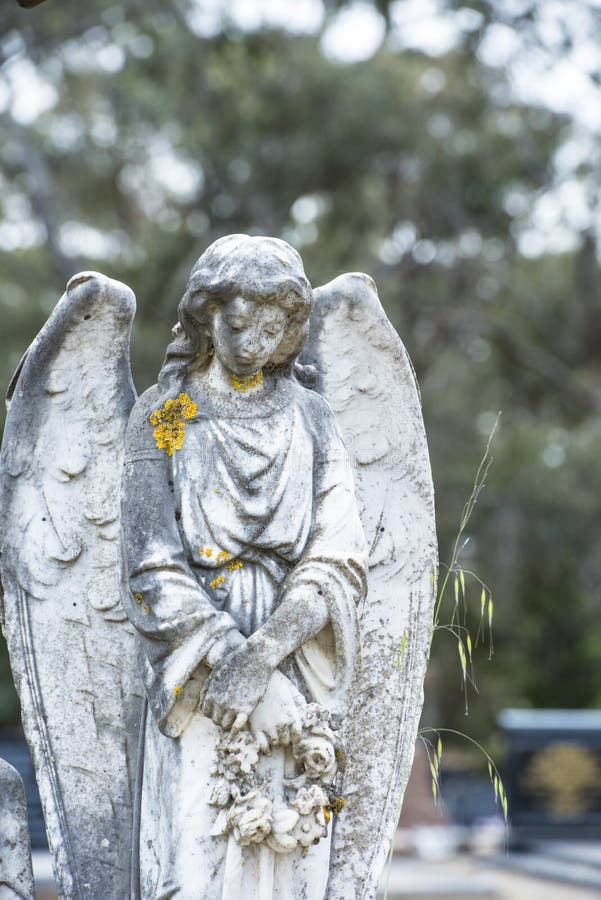 Angel with Flower Wreath in Hand on Cemetery, Barossa Valley, Australia ...