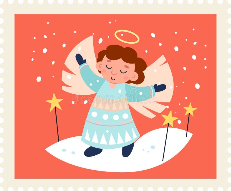Christmas Angel Sticker stock vector. Illustration of design - 293790453