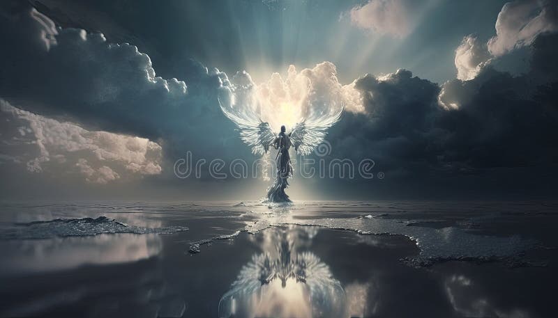 Angel a Cloud and Ocean Background. Generative AI Stock Illustration ...