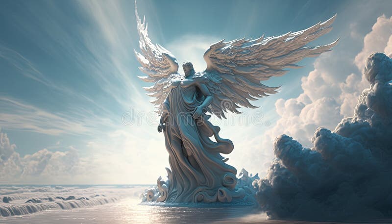 Angel a Cloud and Ocean Background. Generative AI Stock Illustration ...