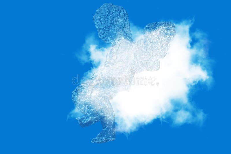 Angel on the Clouds Against Blue Sky Stock Illustration - Illustration ...