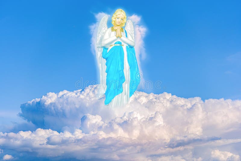 Angel on Clouds in the Night Sky Stock Photo - Image of clouds, star ...