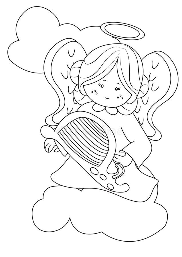Angel coloring page stock illustration. Illustration of closeup - 50165751