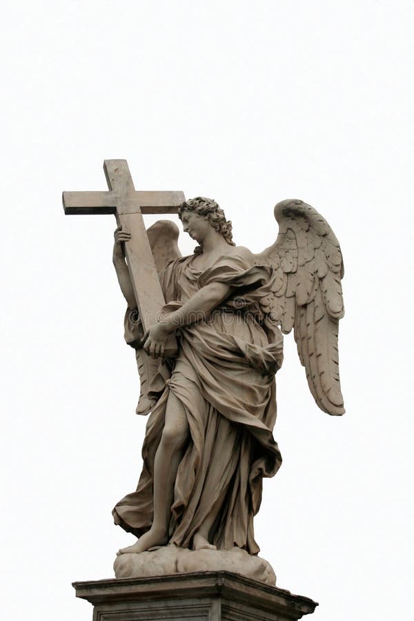 Angel with Cross Statue stock image. Image of wings, angel - 16233651
