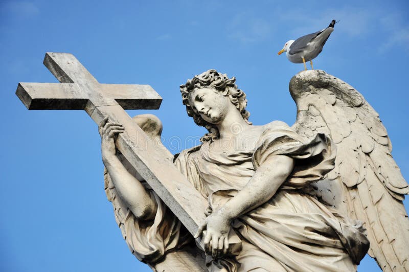 Angel with the Cross. Statue on the Ponte Sant Angelo, R Stock Photo ...