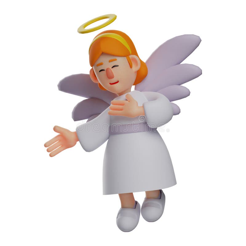 Angel 3D Cartoon Illustration with a Smiley Face Stock Illustration ...