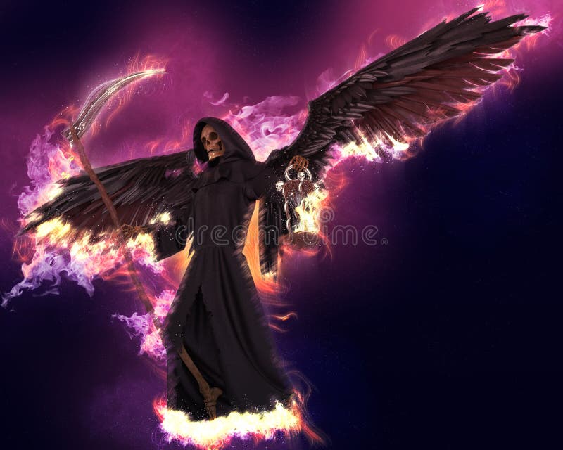 Angel of Death on Abstract Fantasy Background 3d Illustration Stock ...