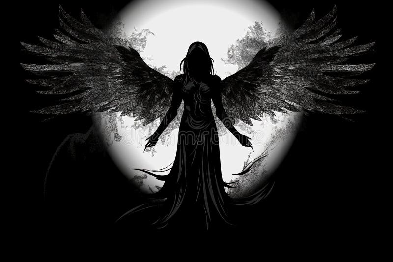Angel of death with wings stock illustration. Illustration of light ...