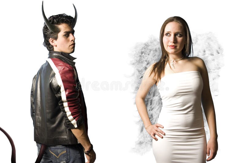 Angel and demon stock image. Image of hell, face, danger - 13631415