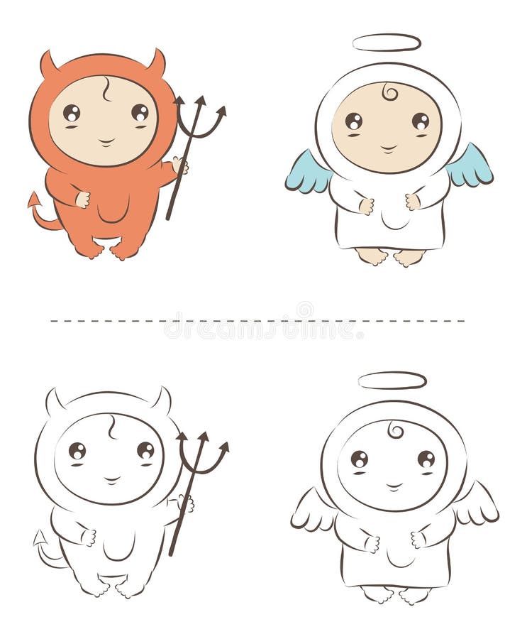 Angel and demon stock vector. Illustration of childhood - 23507816