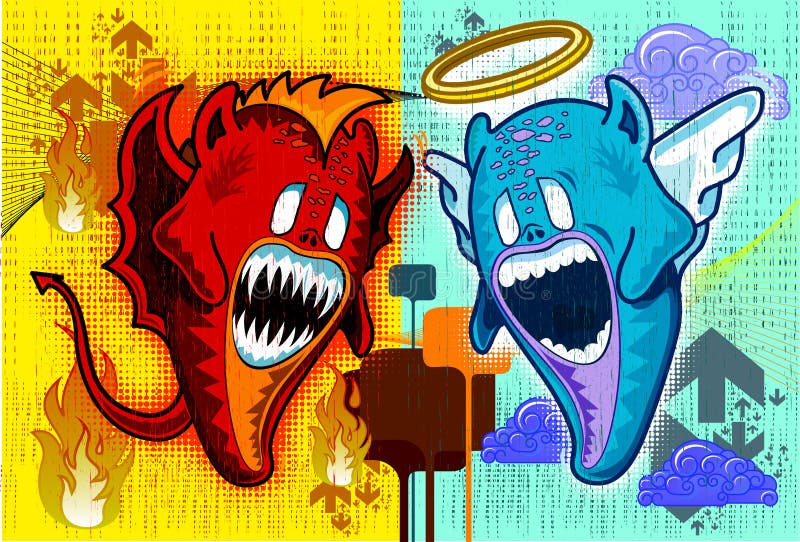 Angel Demon Face To Face Stock Illustrations – 14 Angel Demon Face To ...
