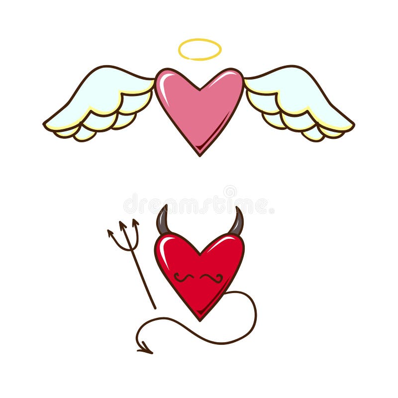 Angel and demon hearts. stock vector. Illustration of dating - 36990967