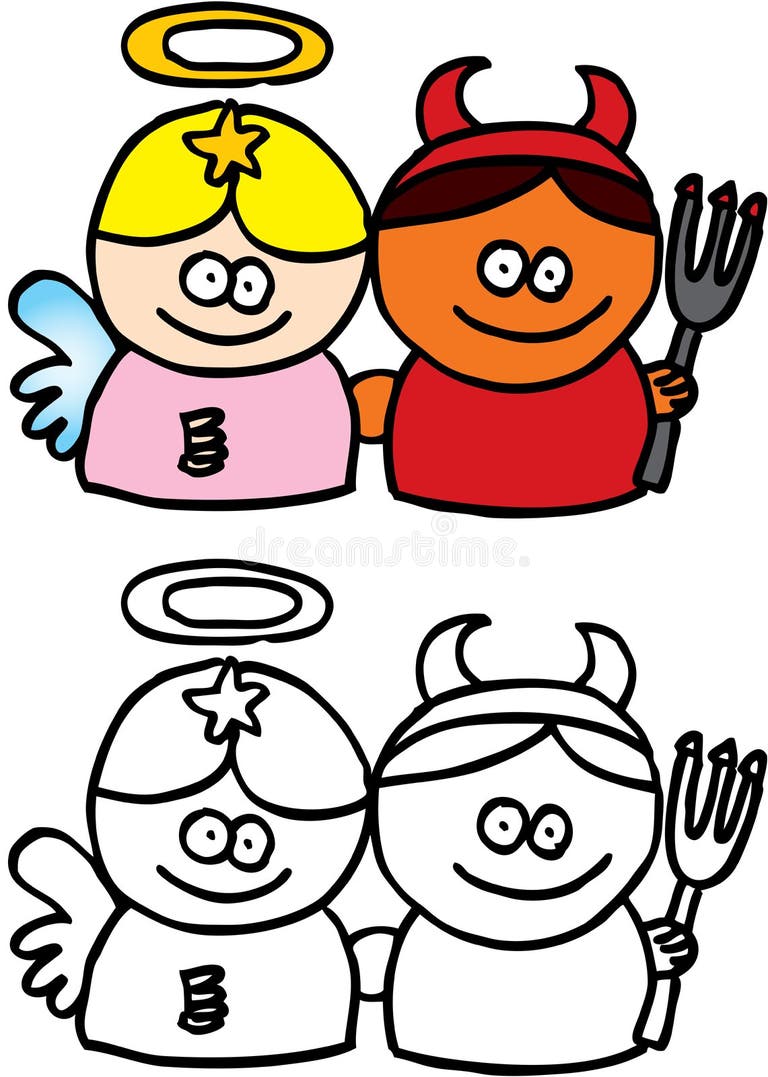 Angel Devil Drawing Stock Illustrations – 1,654 Angel Devil Drawing ...