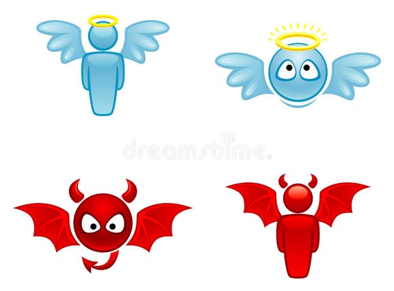 Angel and devil stock vector. Illustration of face, diabolical - 14673431